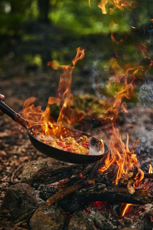 frying pan set on fire