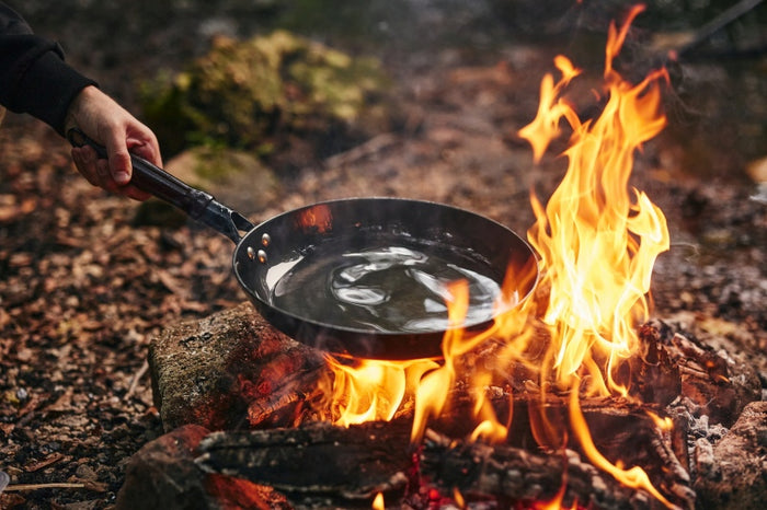 frying pan set on fire